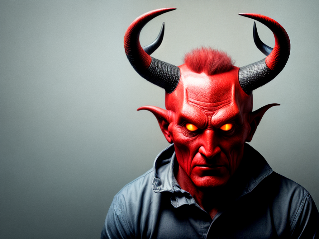 A scary red demon with horns