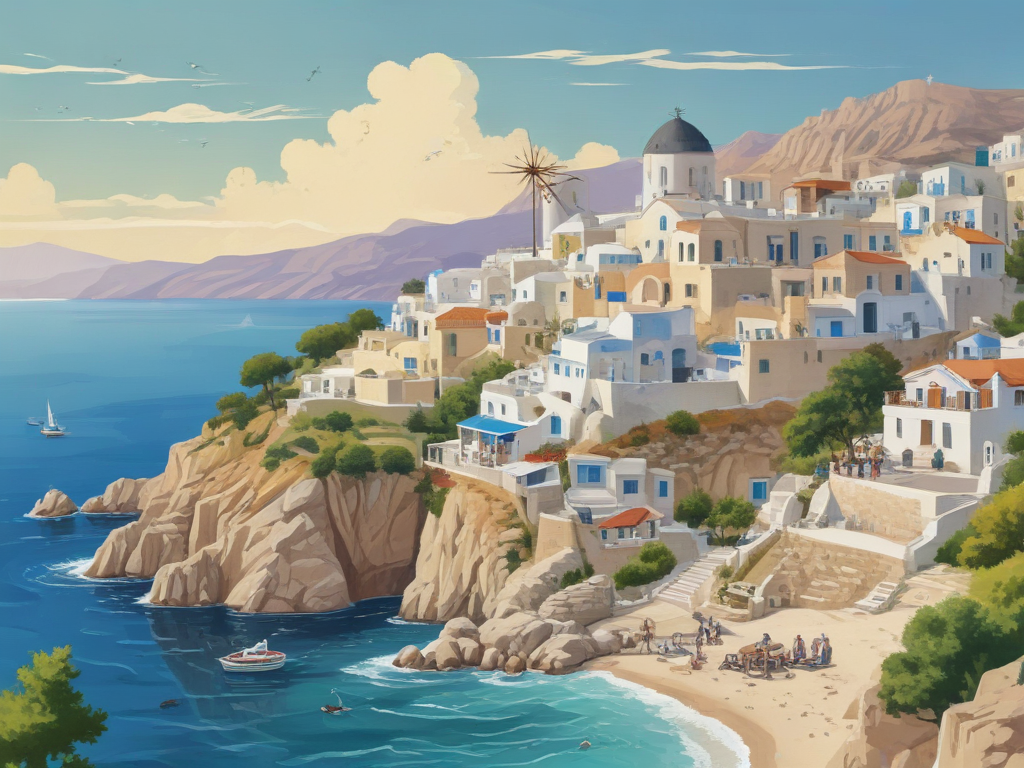 greece cartoon landscape