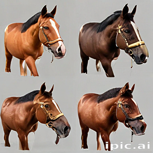 Four Realistic Horse Models Showcasing Various Poses and Colors in Detail