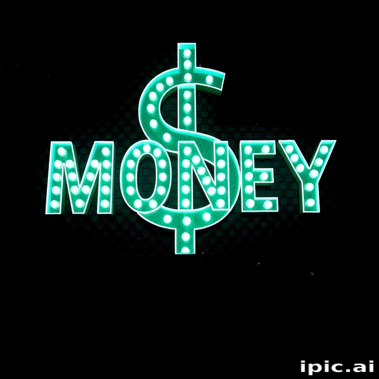 Bright Neon Dollar Sign with the Word Money in Bold Letters