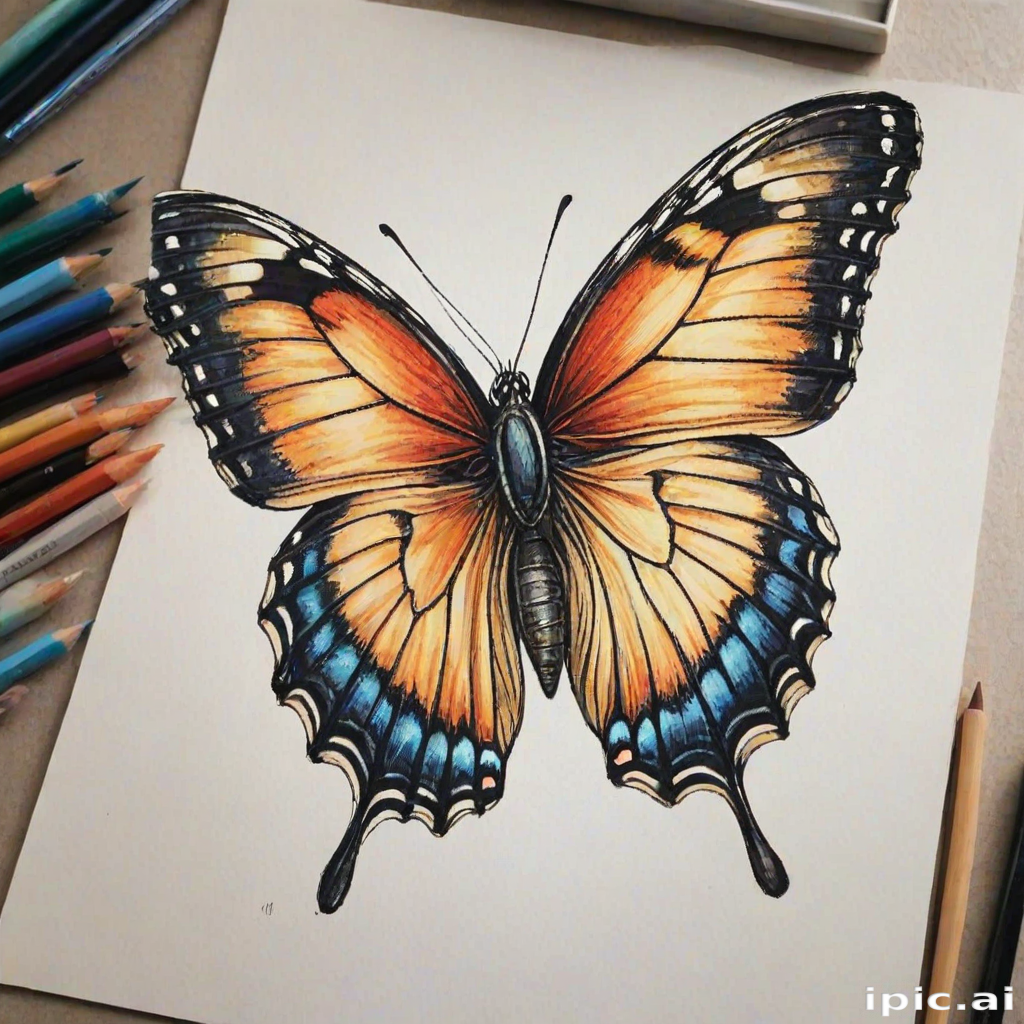 A Beautifully Detailed Illustration of a Vibrant Butterfly with ...