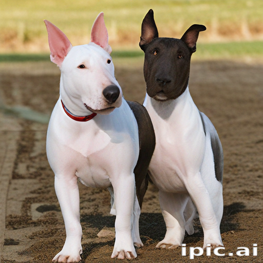 Two Playful Bull Terriers Enjoying a Sunny Day Outdoors Together