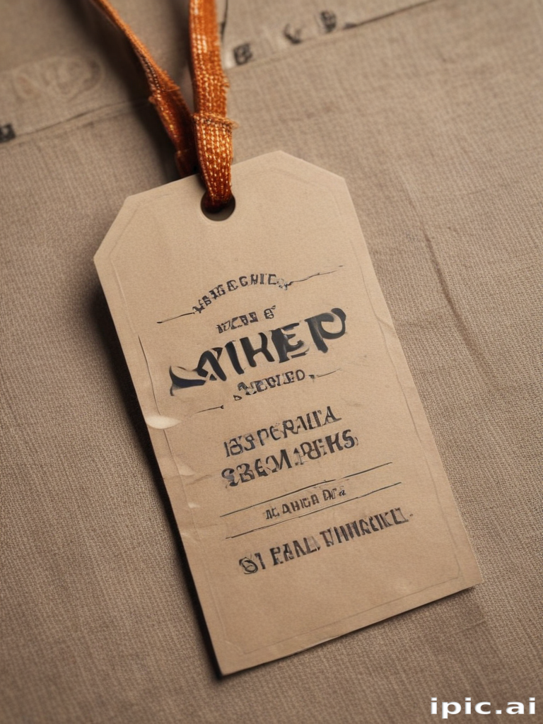Vintage Clothing Tag Featuring Elegant Typography and Detailed ...