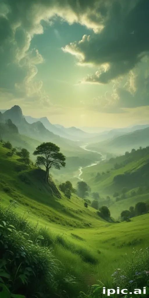 Majestic Landscape of Lush Green Valleys Under a Dramatic Sky