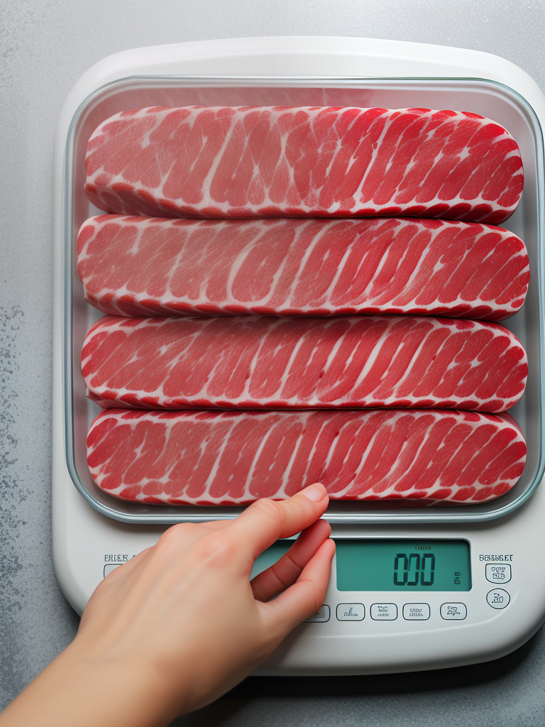 Meat on Scale: Fresh Cuts Ready for Cooking and Preparation