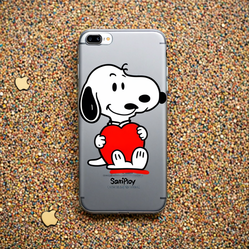Incorporate Snoopy into the iconic Apple logo, giving it a playful and ...