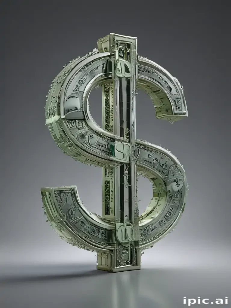 Three-Dimensional Transparent Dollar Sign Representing Wealth and ...