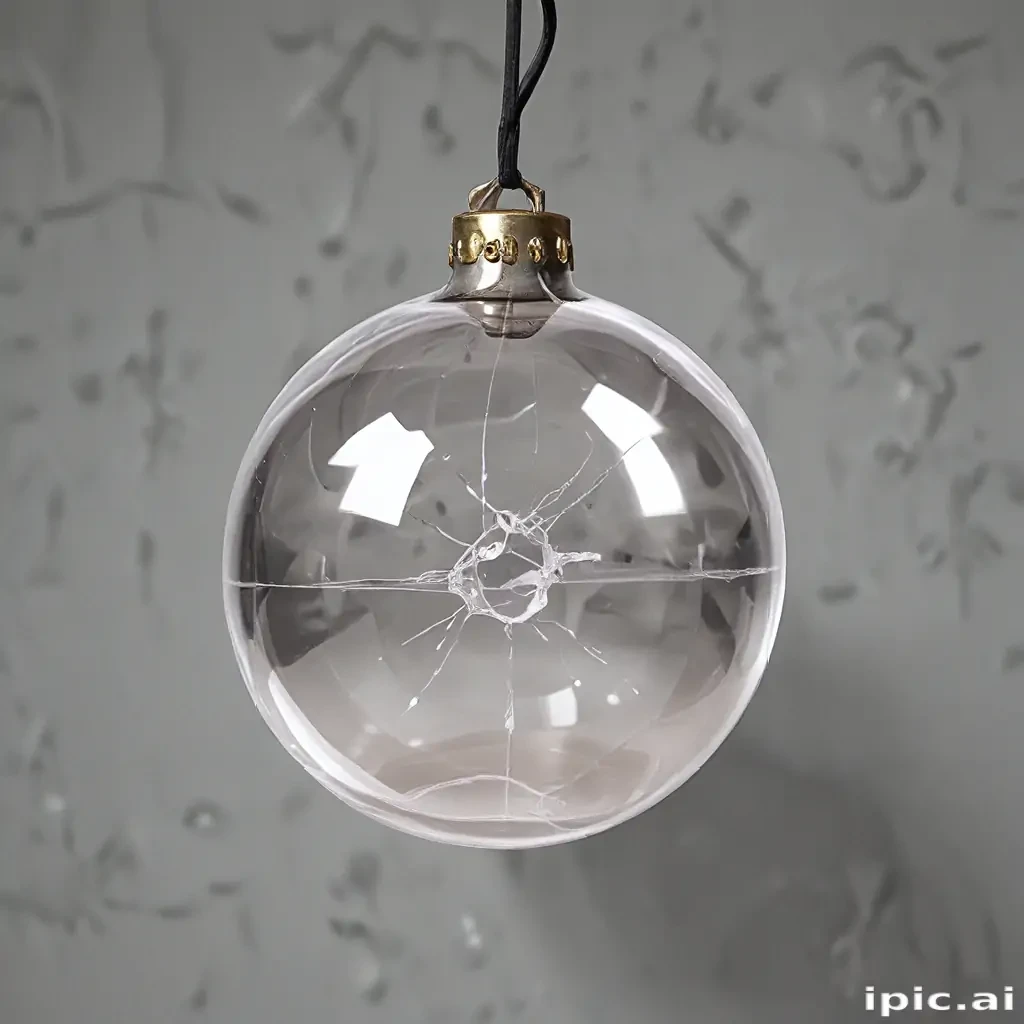 Delicate Glass Ornament with a Beautifully Shattered Surface Hanging ...