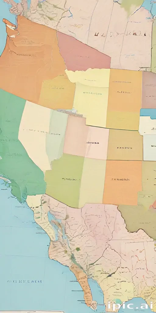 Detailed Map of the Western United States Highlighting State Boundaries ...