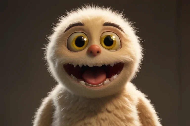 A Cute and Playful Cartoon Character with Big Eyes and a Cheerful Smile.