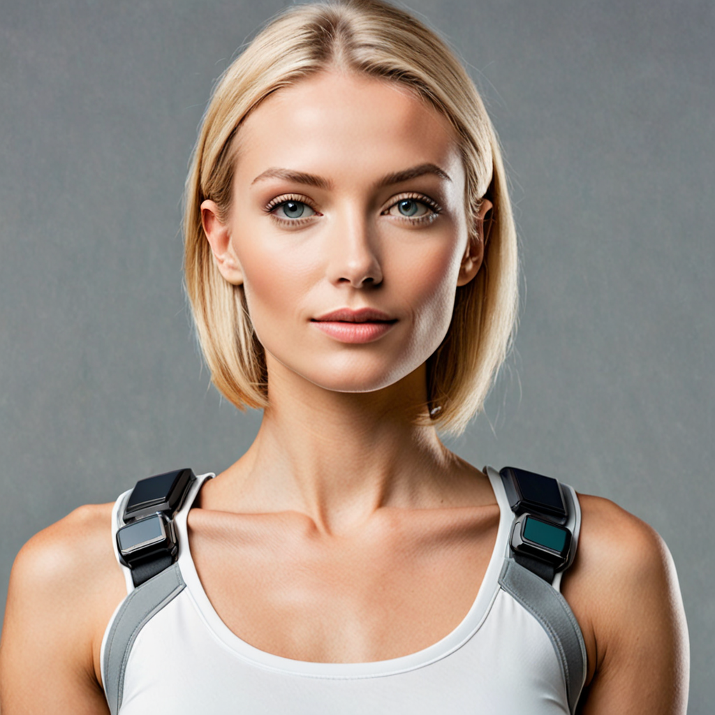 Blonde female human interface device standing