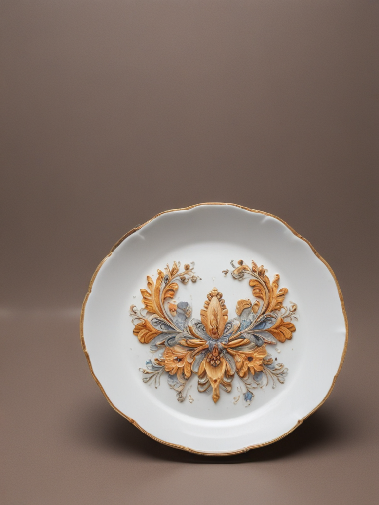 Exquisite Decorative Plate Featuring Intricate Floral Patterns in Gold ...