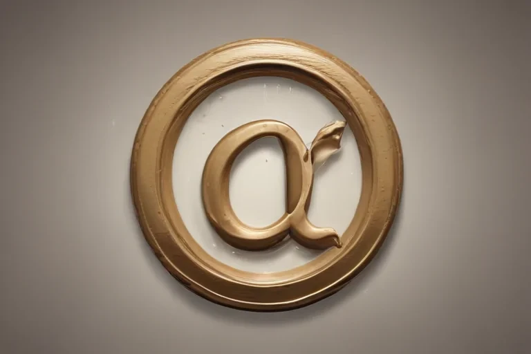Elegant Golden Artistic Representation of the At Symbol in a Circular ...