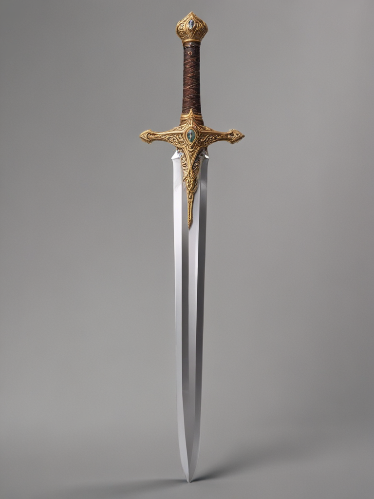 A Majestic Sword with Intricate Design and Elegant Details on Display
