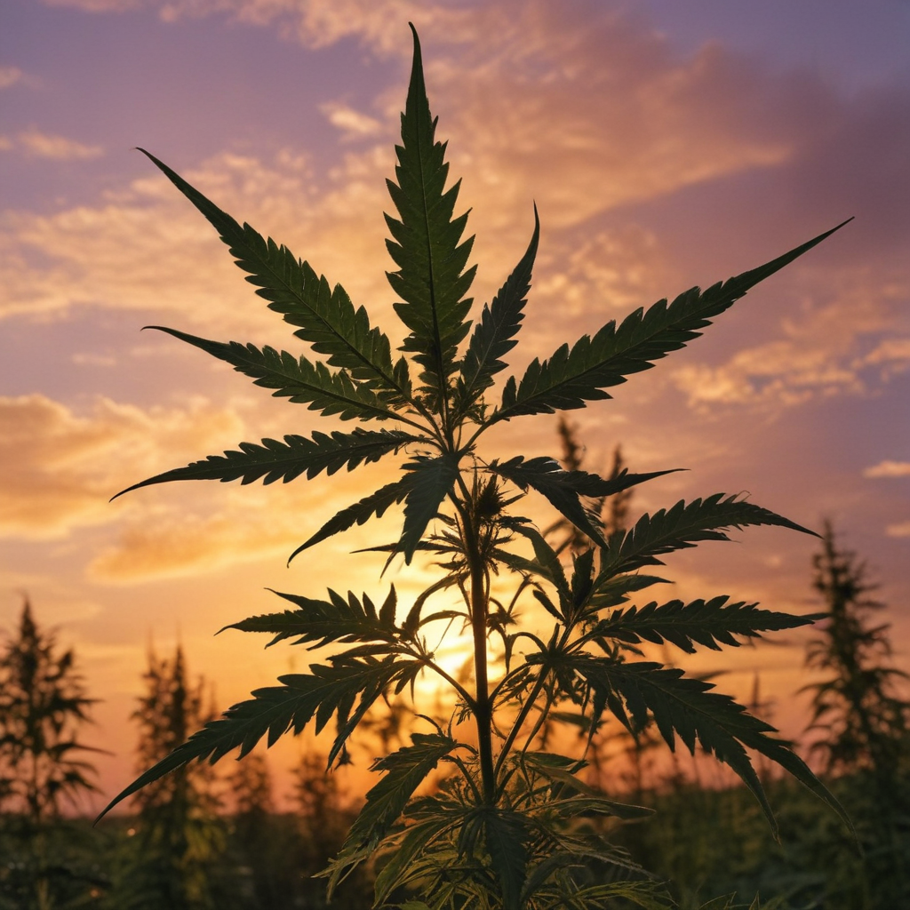 cannabis, sunset, colourful