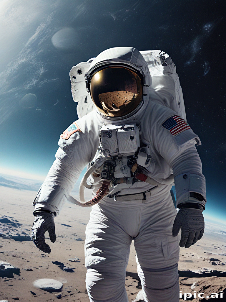 An Astronaut Floating in Space Amidst Distant Planets and Stars