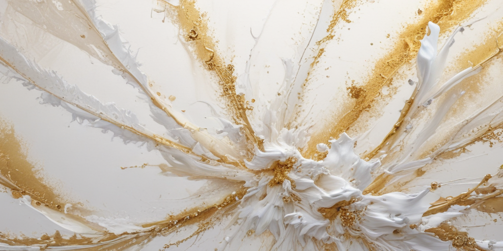 Dynamic Explosion of White and Gold Paint Creating Abstract Artistry on ...
