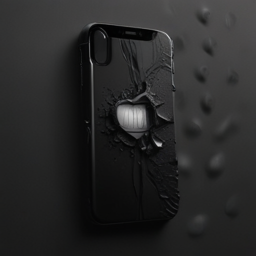 Stylish Black Smartphone Case with Unique Design and Textured Background