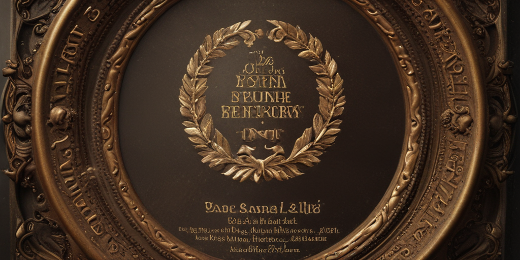 Elegant Decorative Plaque Featuring Ornate Wreath and Intricate Inscription