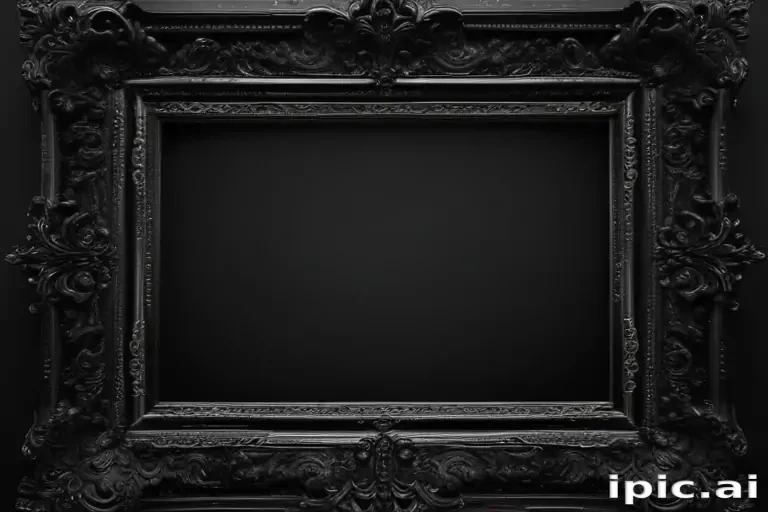 Ornate Black Picture Frame Ready to Showcase an Empty Canvas