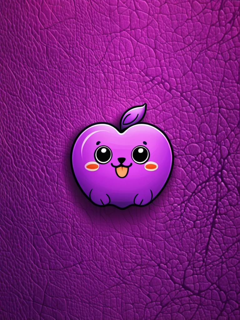 Adorable Cartoon Purple Apple Character on a Vibrant Purple Background