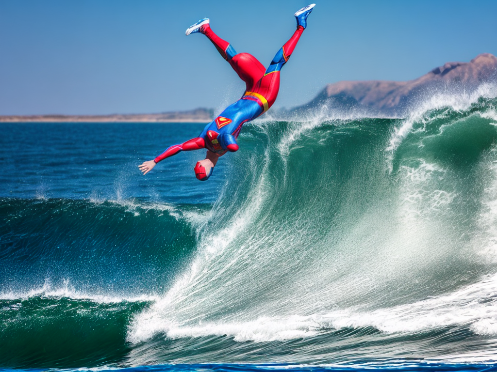Superman diving in the ocean
