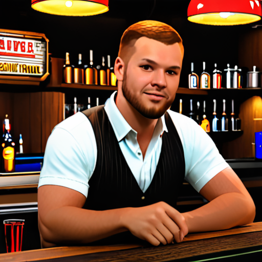 Traveller RPG Varger as a Bartender in a dive bar