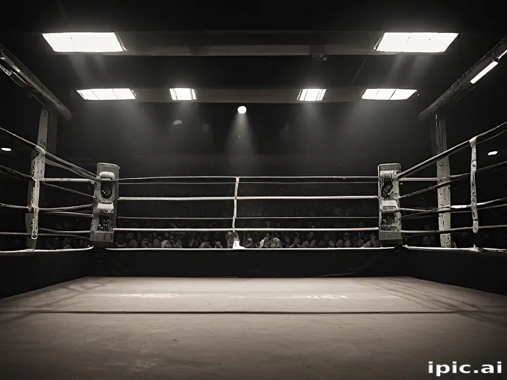 An Intense Boxing Ring Awaiting the Next Thrilling Match to Begin