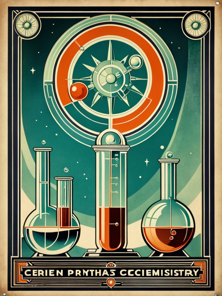 art deco chemistry science propaganda poster