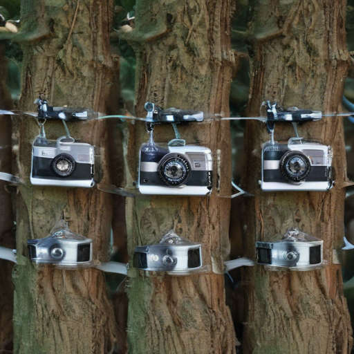 Tree with camera film reels hanging