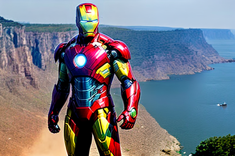 Iron Man with advance suit which designed with Iranian flag, and colors