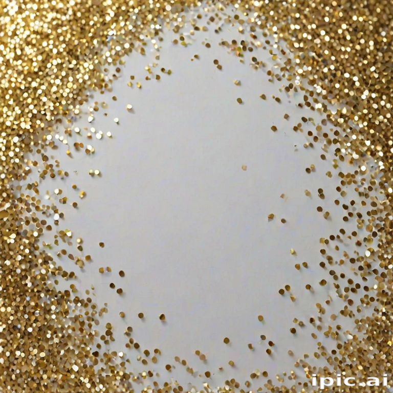 Sparkling Gold Glitter Creating a Shimmering Frame on a White Background