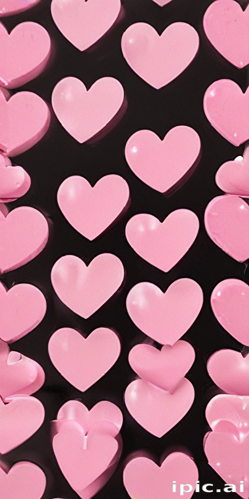 Colorful Arrangement of Pink Hearts Displayed on a Dark Background