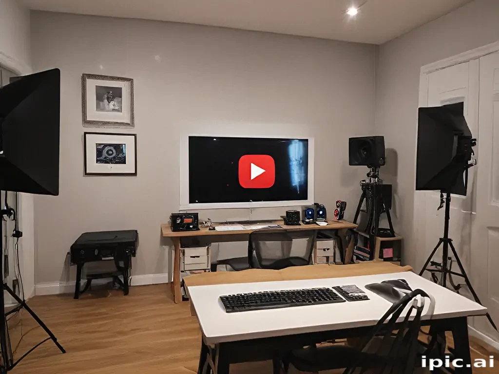 Modern YouTube Studio Setup Featuring High-Tech Equipment and Sleek Design