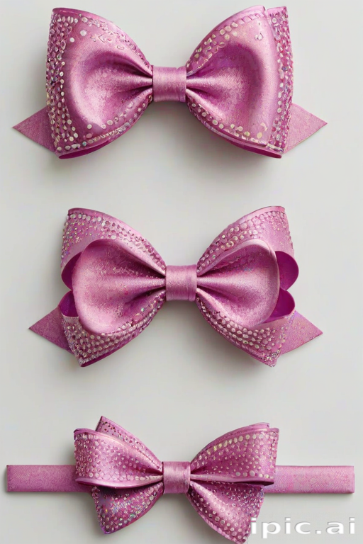 Elegant Collection of Three Stylish Pink Bows for Fashionable Occasions