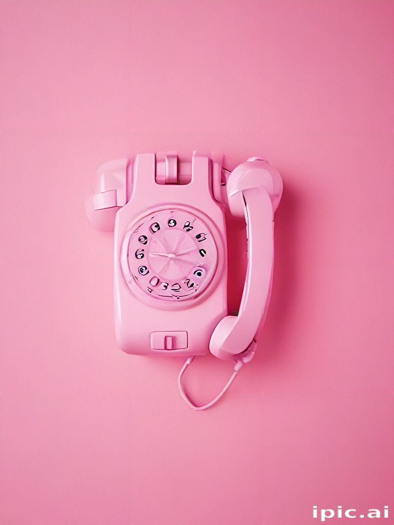 A Vintage Pink Rotary Phone Against a Soft Pink Background for ...