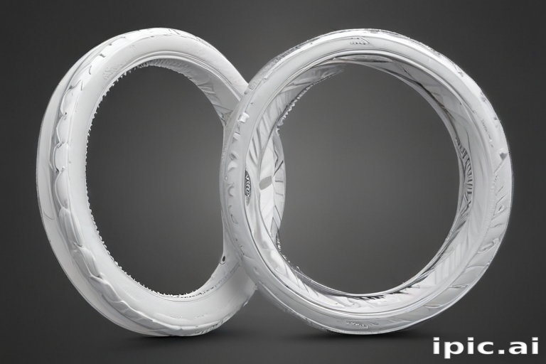 Two Stylish White Bicycle Tires Intertwined Against a Dark Background