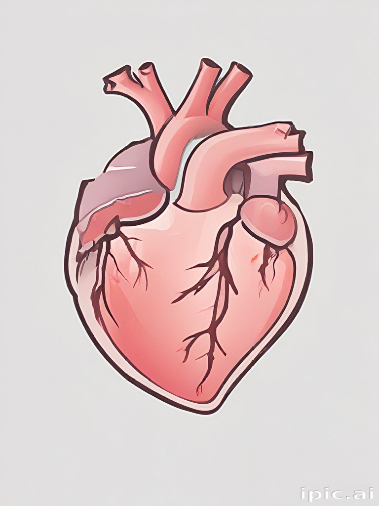 Anatomical Illustration of a Human Heart with Detailed Vascular Structures