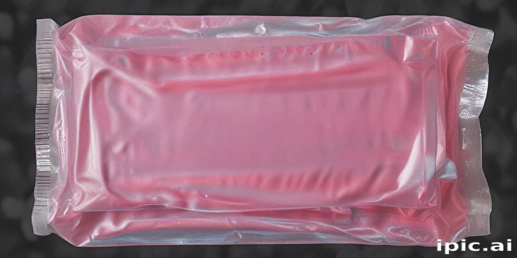Brightly Colored Packaged Item Enclosed in Transparent Plastic Wrapper