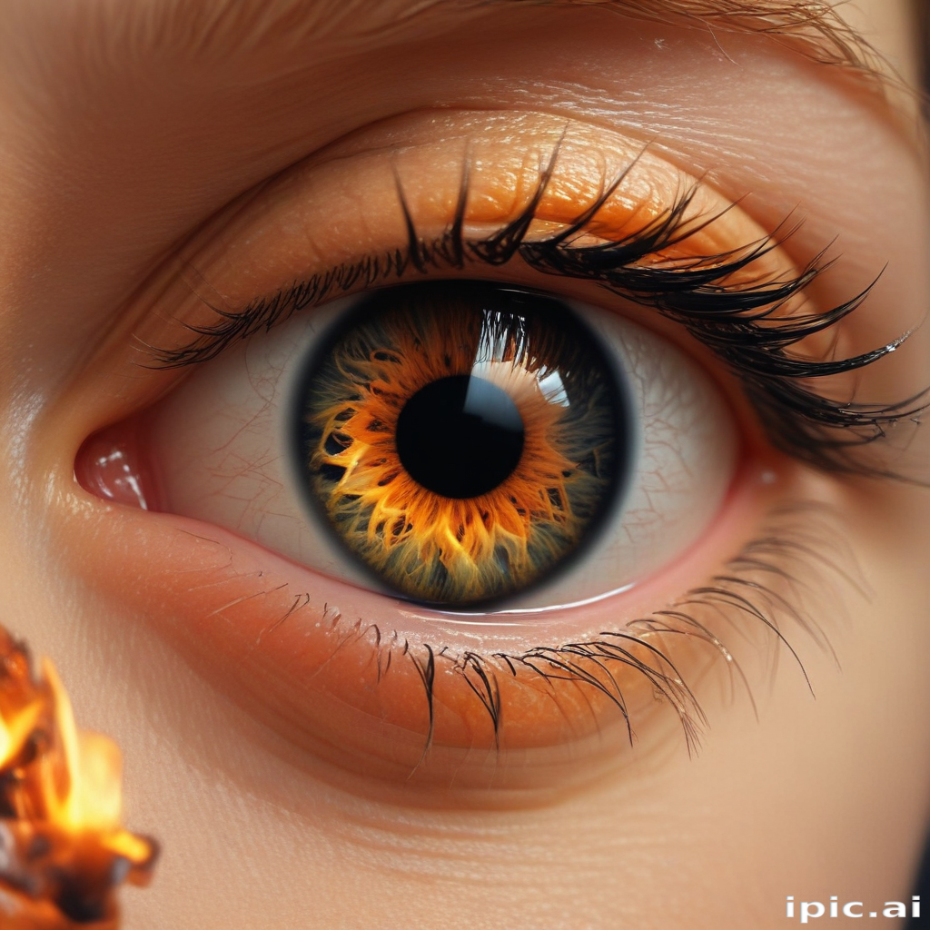 Captivating Close-Up of an Eye with Fiery, Unique Iris Design