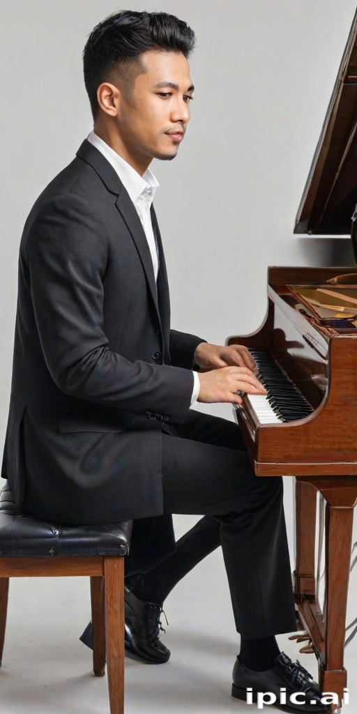 A Talented Pianist Dressed Elegantly, Capturing the Essence of Music.