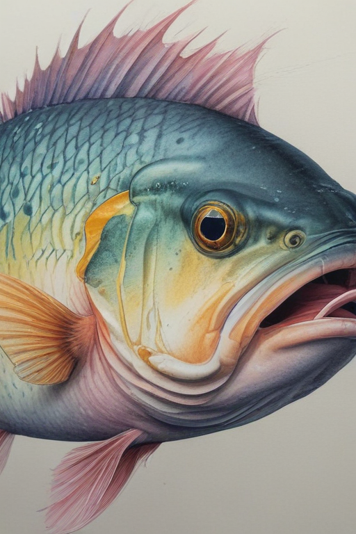 Vibrant and Detailed Artistic Representation of a Colorful Freshwater Fish