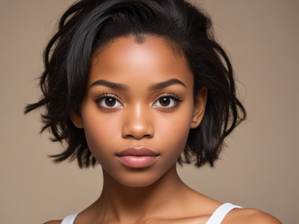 skinny african american girl with black hair