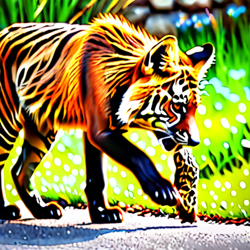 a fox eating a tiger