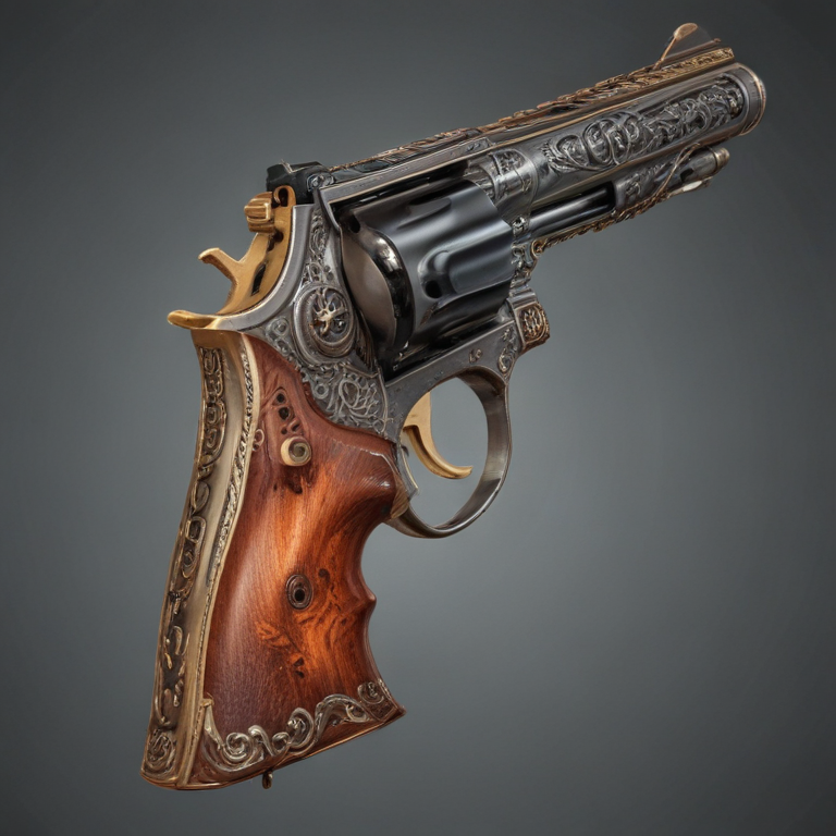 Exquisitely Crafted Antique Revolver with Intricate Engravings and ...