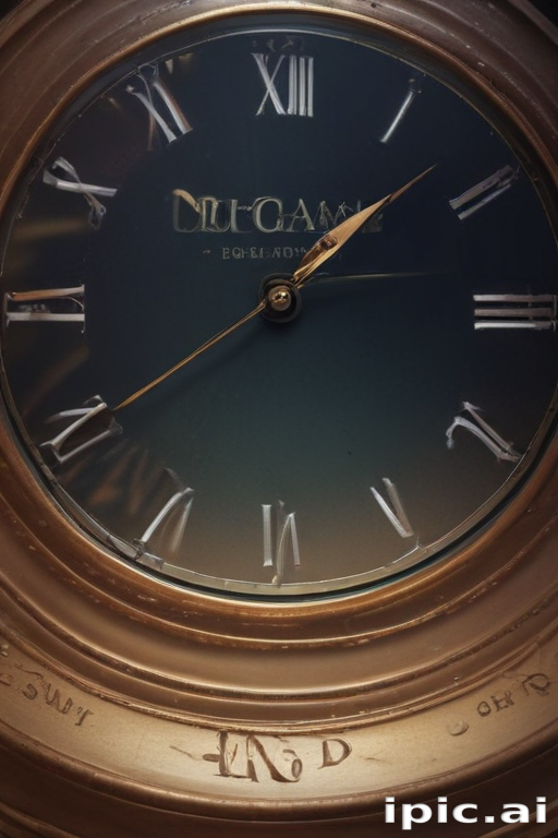 Close-Up of Vintage Clock Face Showcasing Elegant Roman Numerals and Hands