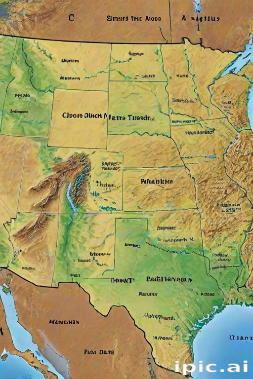 Detailed Topographic Map Highlighting Major Features of the ...