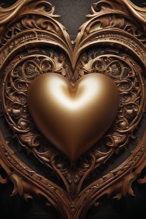 Intricate Golden Heart Design Surrounded by Elaborate Ornate Patterns ...