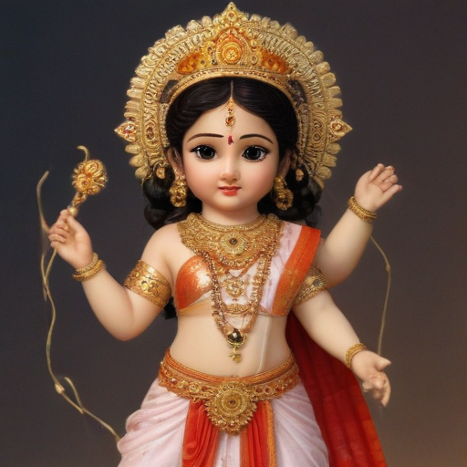 animated 3d baby girl as maa durga full image