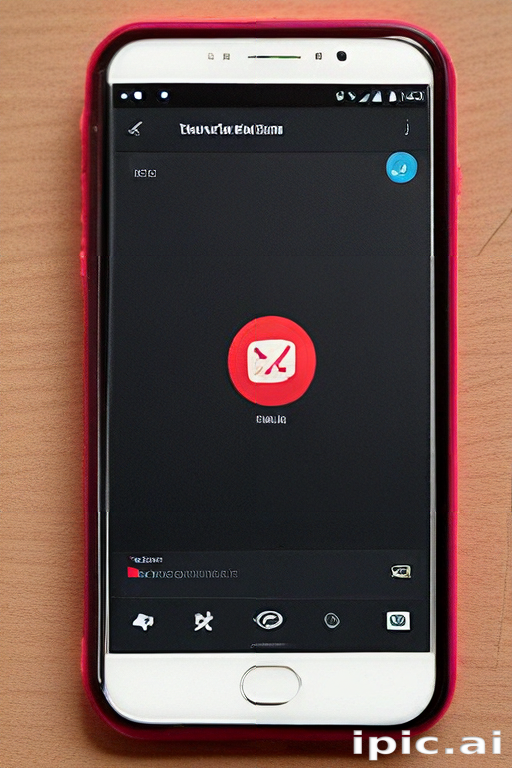 A smartphone displaying a user interface with a prominent red icon.
